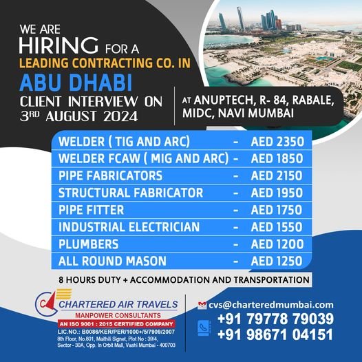 Urgent Requirement for Leading Contracting Company Abu Dhabi - Assignment Abroad Times - Gulf ...